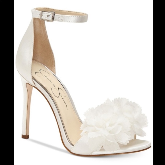 Jessica Simpson | Shoes | Jessica Simpson White Satin Sandals | Poshmark